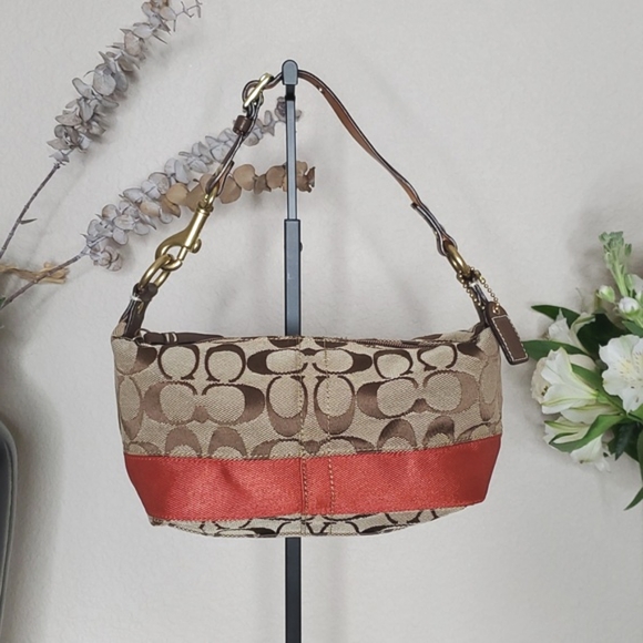 Coach | Bags | Coach Mini Signature Cs Handbag Nwot Red Orange Band ...
